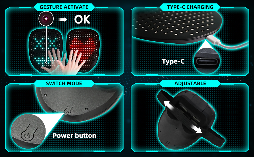 LED Masks Gesture Control LED Mask - Interactive Light-Up Party Mask ...