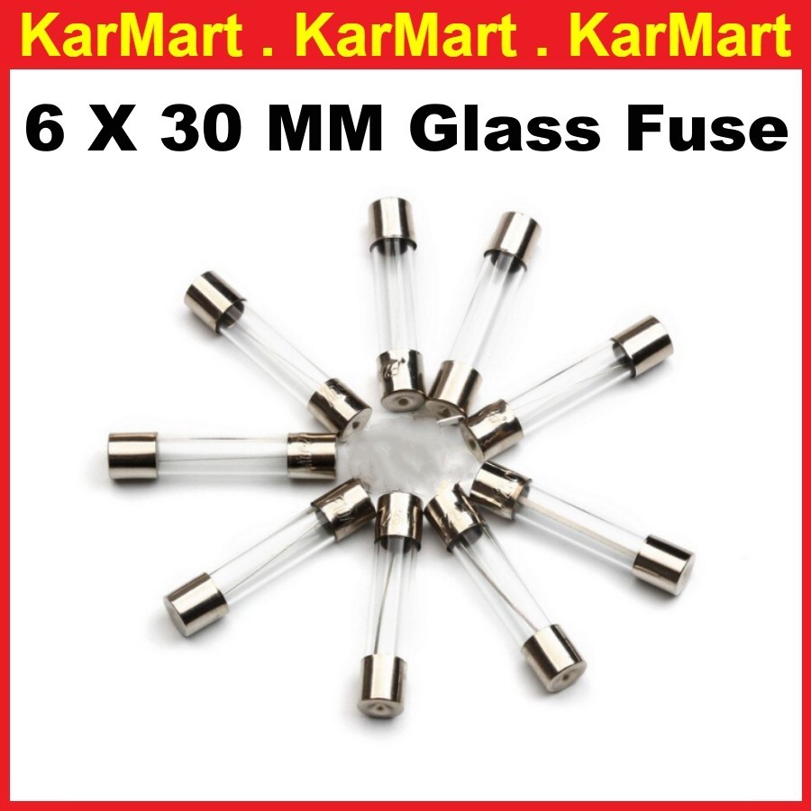 Glass Fuse Fius Kaca 5A 10A 15A 20A 25A 30A Glass Tube Fuse 12V 6mm x 30mm 12V Car Glass Fuse ...