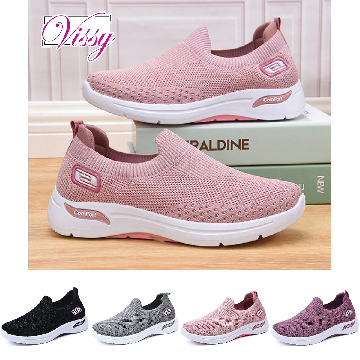 Vissy Women Lady Wanita Sneaker Kasut Shoe 0043-LS – 4 Colors | Shopee ...