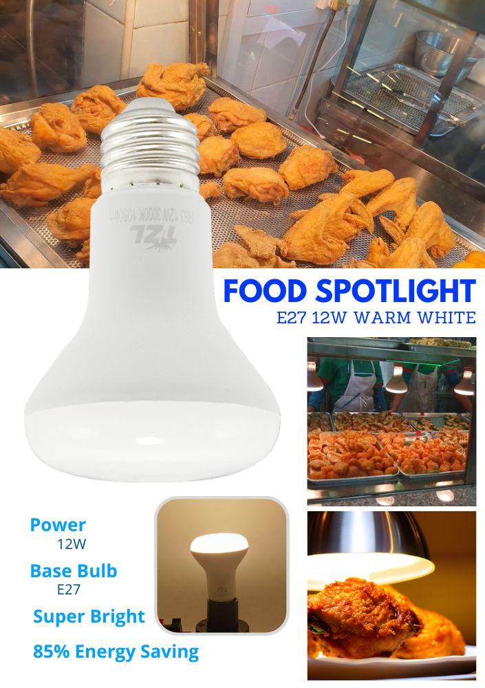 12W E27 Fried Chicken Spotlight Food Warmer Warm White 3000K Food ...