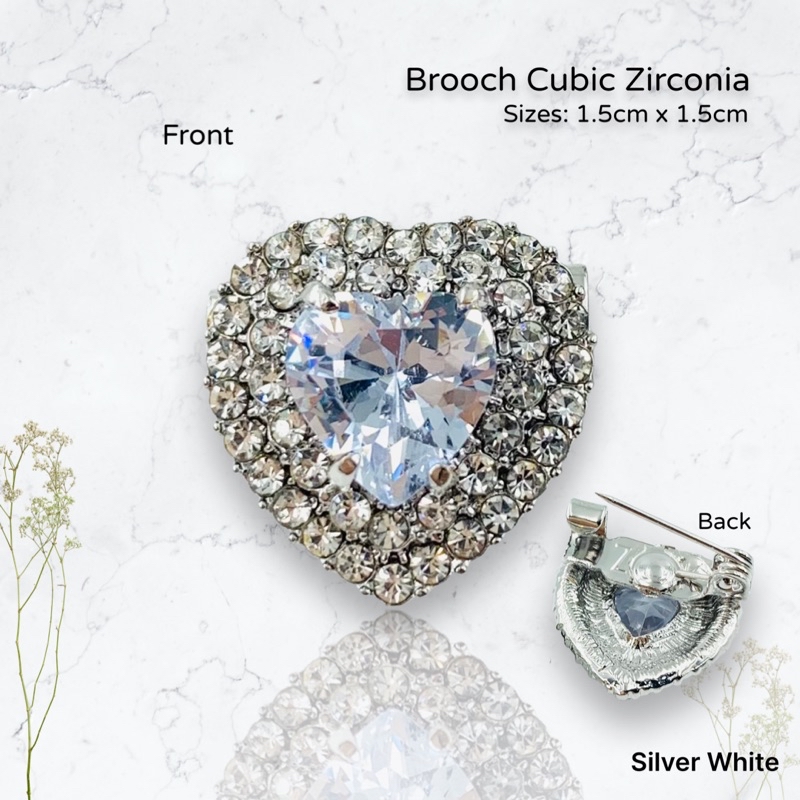 Elegant Brooch 1pc Korea Premium Brooch zirconia LOVE ️Kerongsang Pin ...