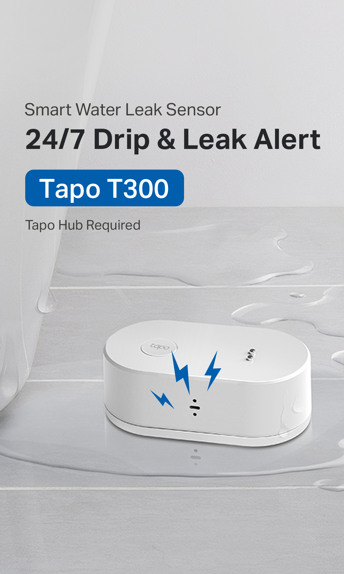 TP-Link Tapo T300 Smart Water Leak Sensor IP67 Waterproof (Tapo Hub ...