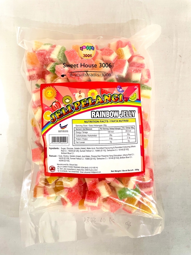 JC Rainbow Sour Belt Gummy Candy Childhood Snacks Makanan Ringan Zaman ...