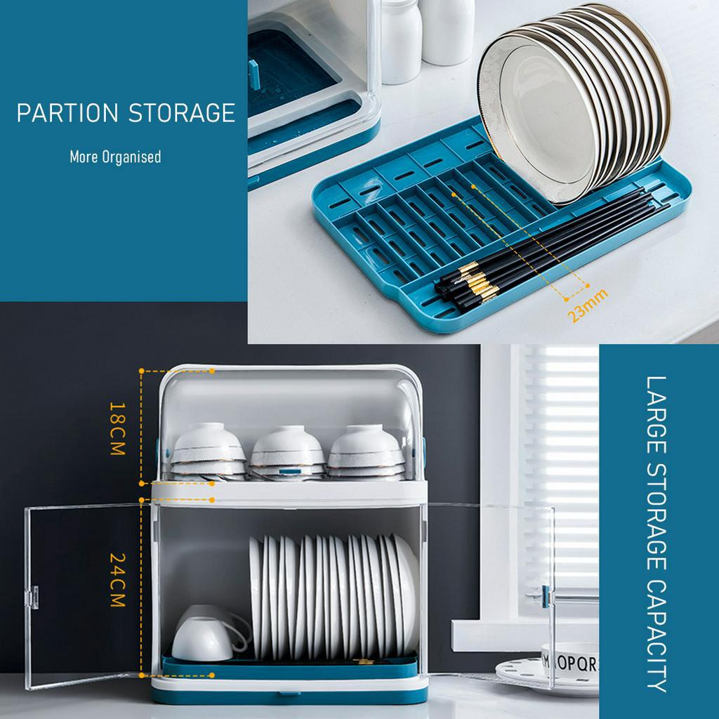 🍋 2 Tier Dish Rack with Cover Double Layer Dish Rack with Lid Dish ...