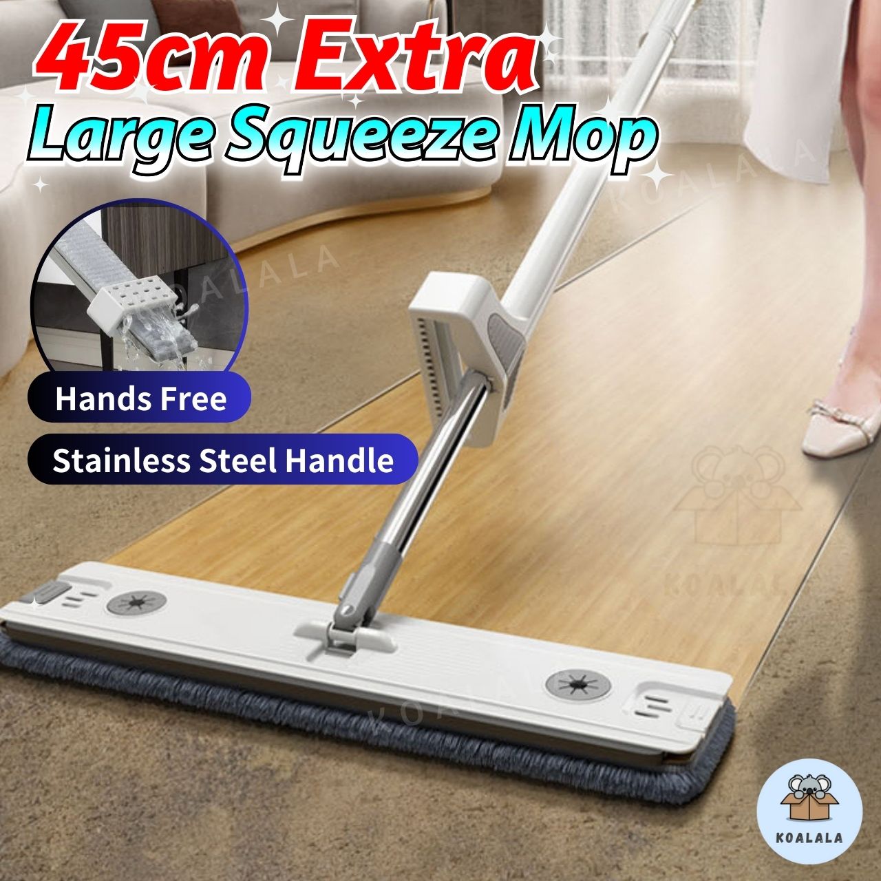 Large Squeeze Mop Mop Lantai Serbaguna Microfiber Mop Flat Pad Large ...