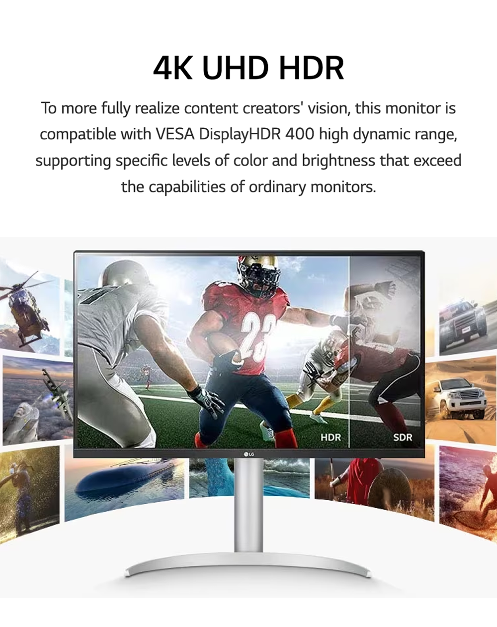LG 27" 27UP650 IPS 4K UHD HDR10 60Hz Freesync HDR400 Borderless Ergonomic Monitor (60Hz/5ms ...
