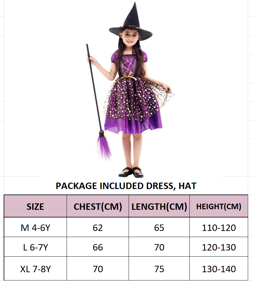 Cutie Pretty Halloween Witch Costume Set Moonlight Magic Witch Kids ...