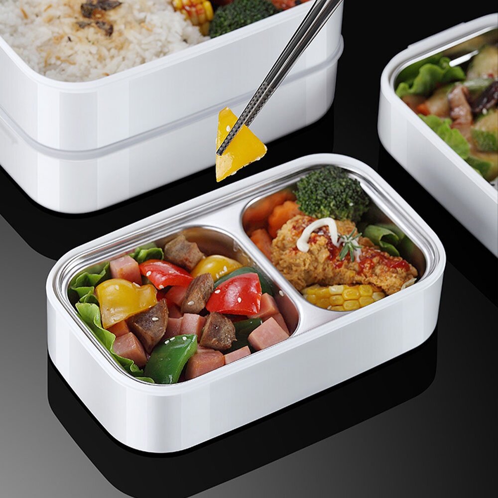 Double Layer Stainless Steel Lunch Box With Insulated Bag Microwave ...