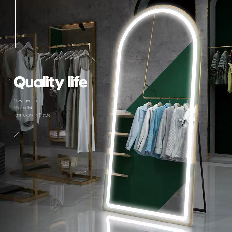 LED arch mirror full body mirror Aluminum floor mirror Fitting mirror ...