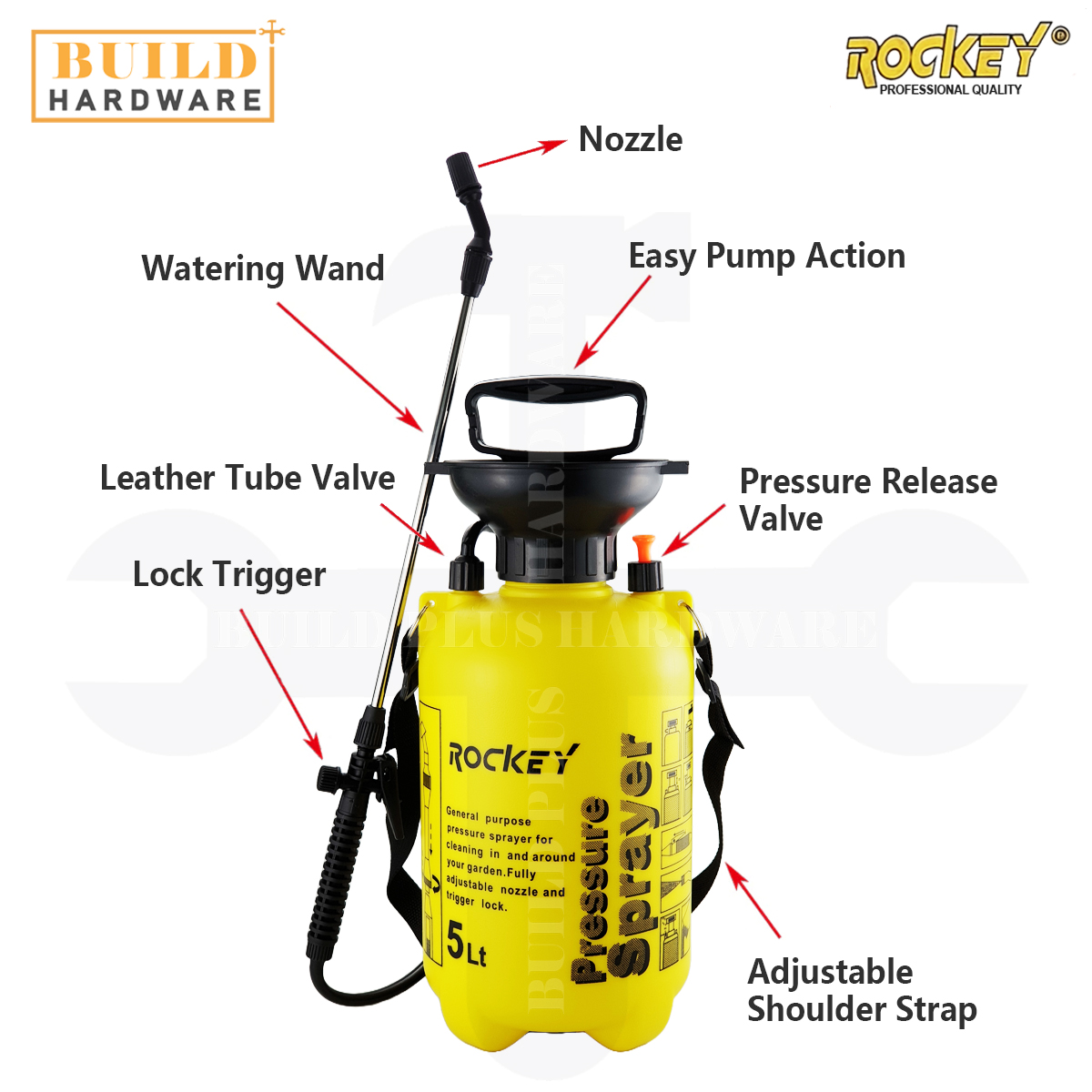 ROCKEY 5L Pressure Garden Sprayer Water Pump Portable Spray Penyembur ...