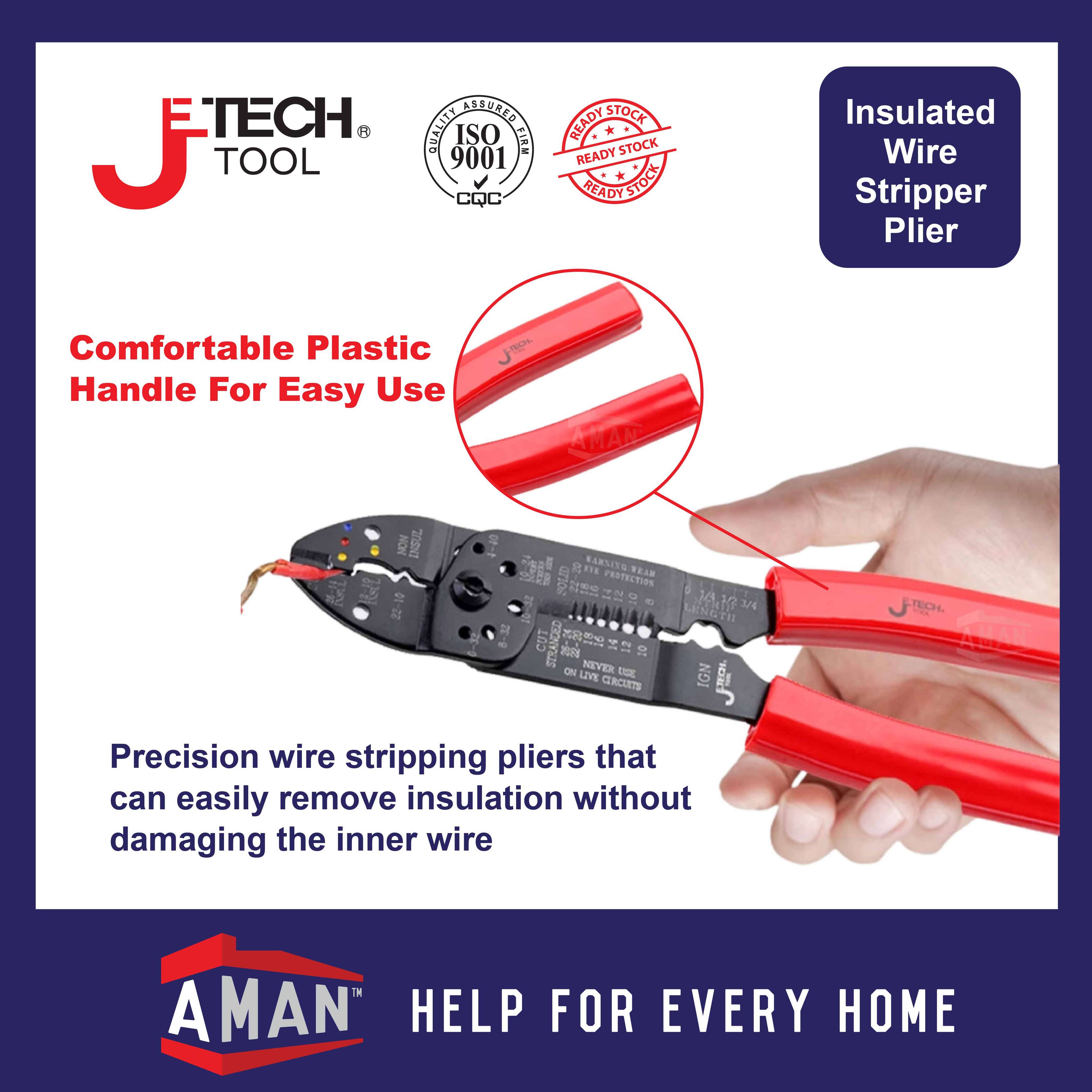 JETECH Insulated Wire Stripper Plier Wire Gauge Crimper Plier Diagonal ...