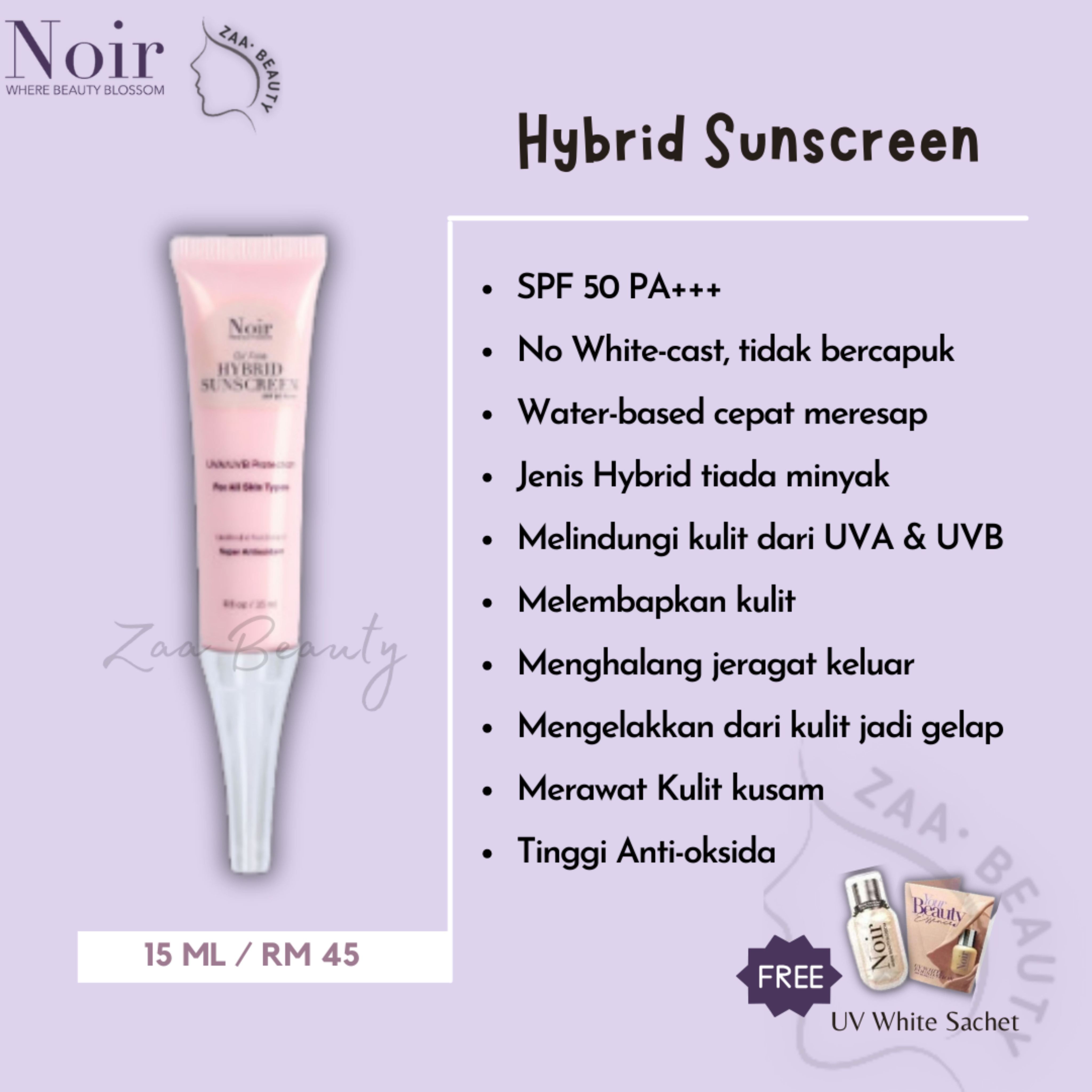 Noir Hybrid Sunscreen SPF50 PA++ (Oil-Free Sunscreen) All Skin Type ...