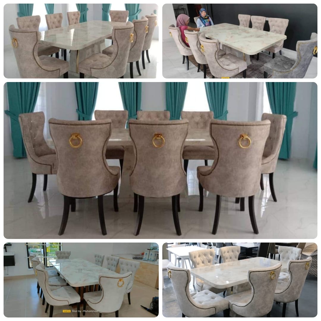💥 Free Intsall💥 Dining Set Chesterfield Exclusive, Full Marble Table 1 ...
