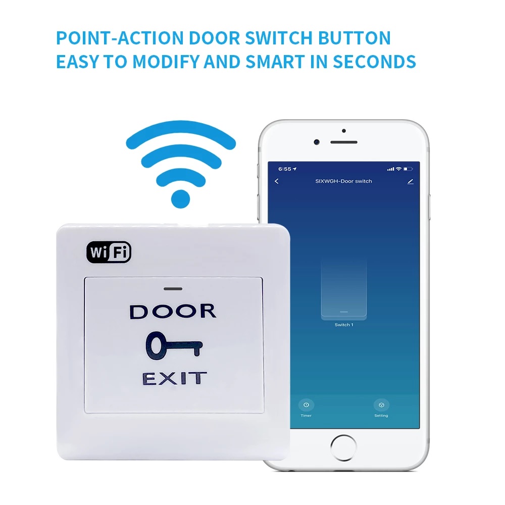 [Tuya or Smart Life App] DC 12V WIFI Smart Door Access Control System Exit Push Button Switch ...