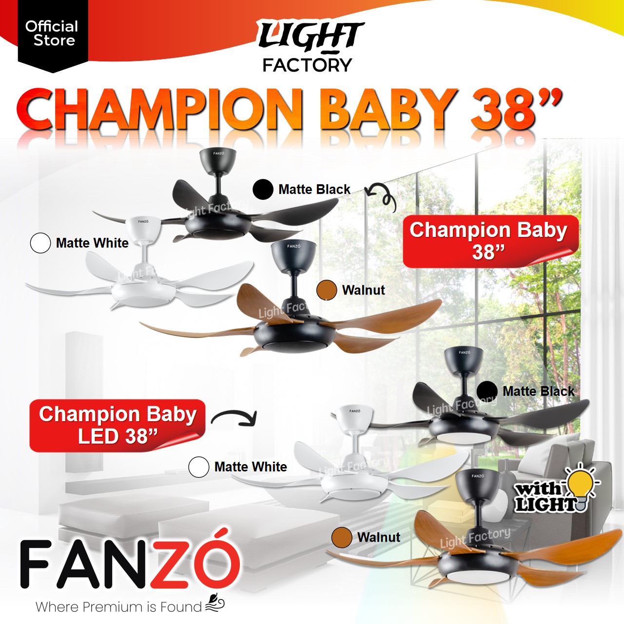 FANZÓ CHAMPION BABY 38" Baby Fan | FANZO CHAMPION BABYLED 5 Blade DC ...