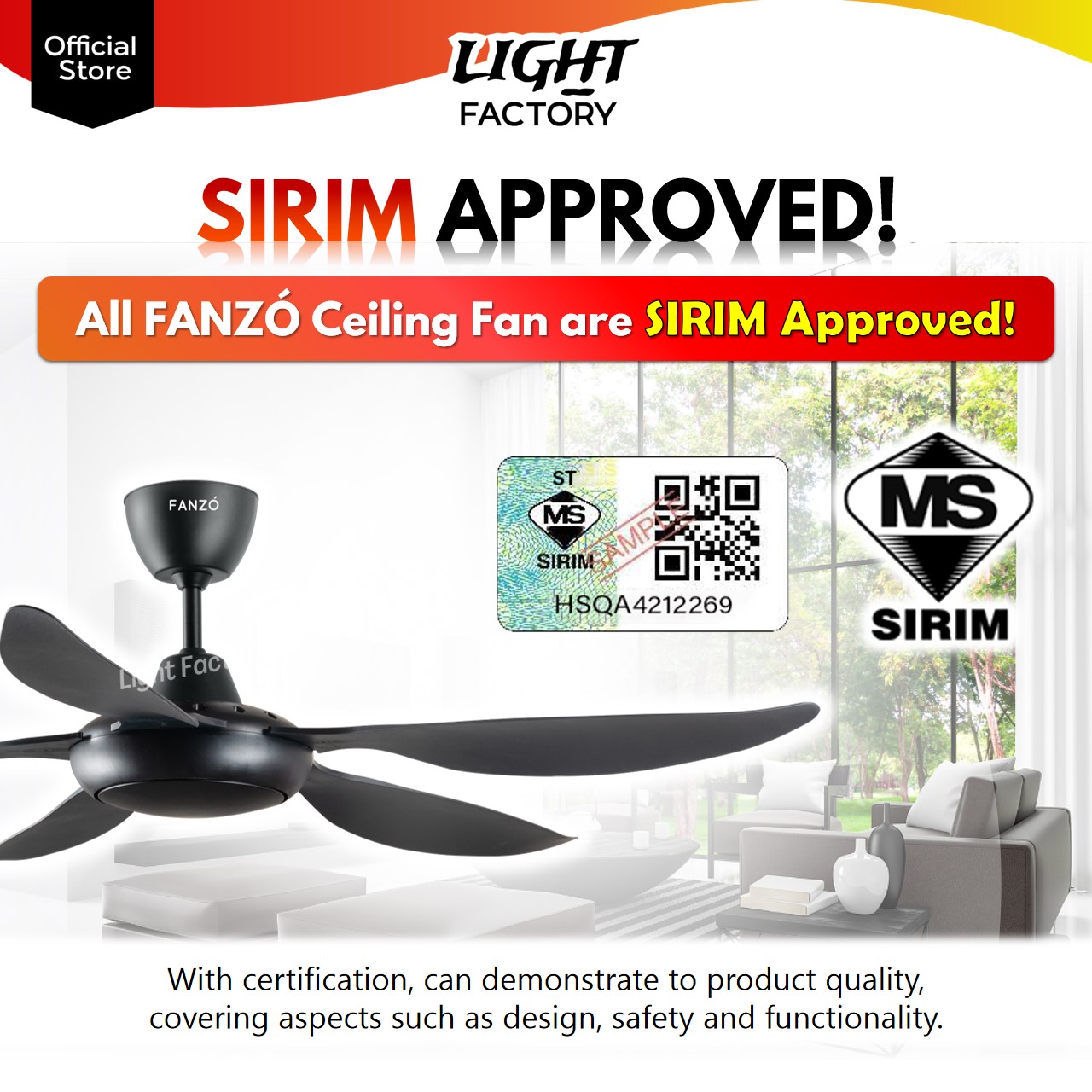 FANZÓ CHAMPION 56" Kipas Siling | FANZO CHAMPION LED 5 Blade DC Motor ...