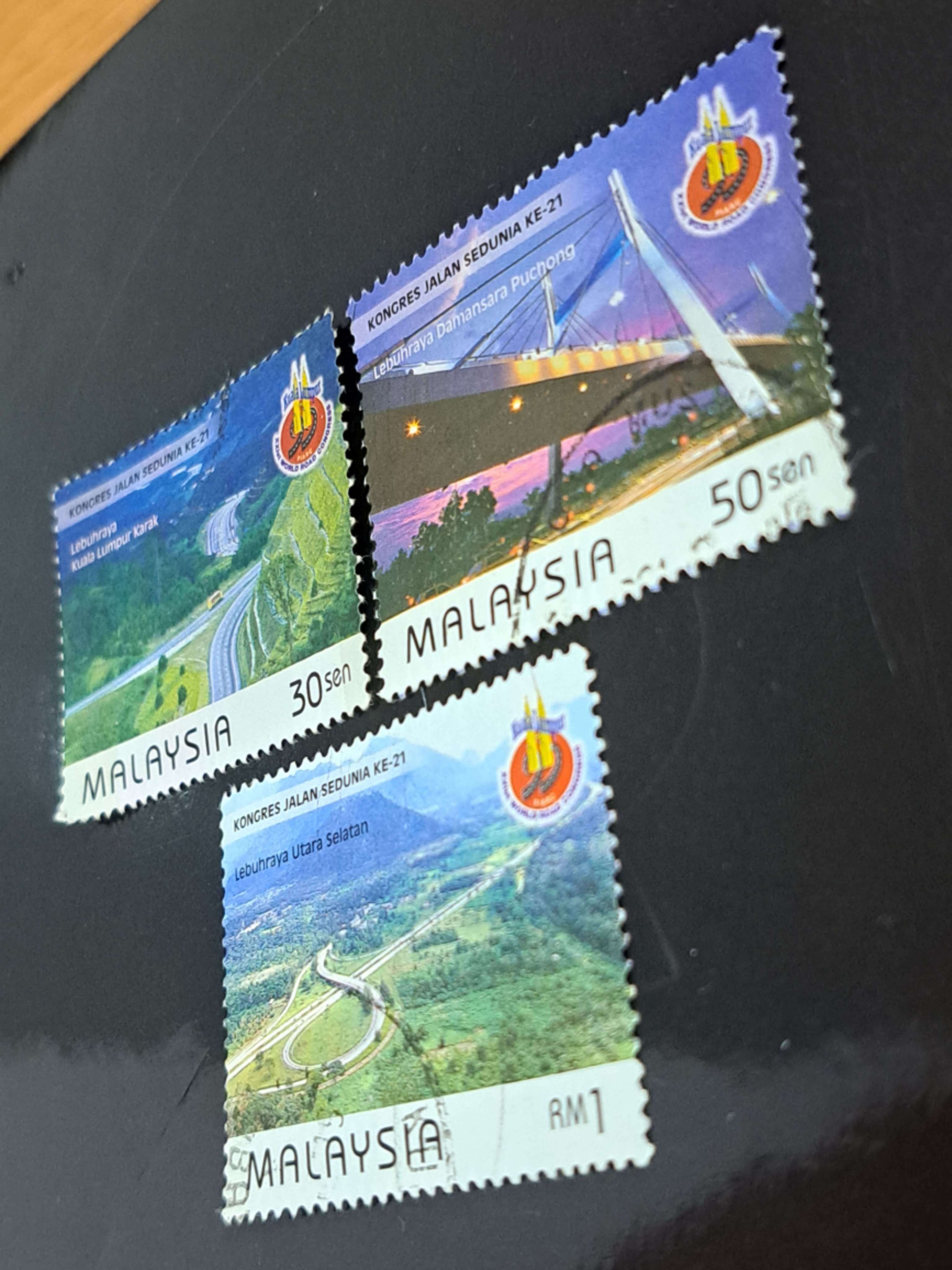1999 Malaysia Setem Stamps 21st World Road Congress, Kuala Lumpur Stamps Complete Set of 3v USED ...