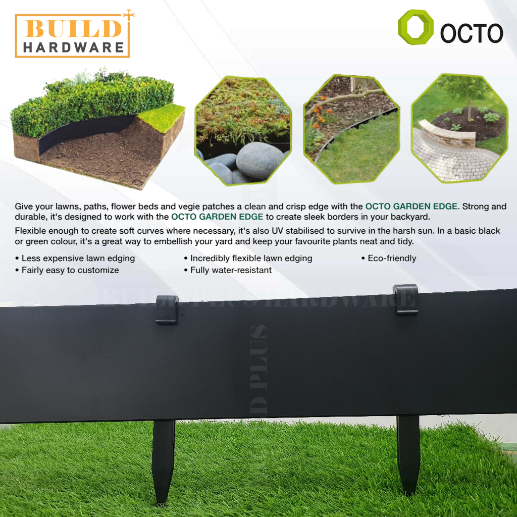 OCTO 100mm/150mm/200mm×10m×3mm Garden Edge Lawn UV Resistant Stabilised ...