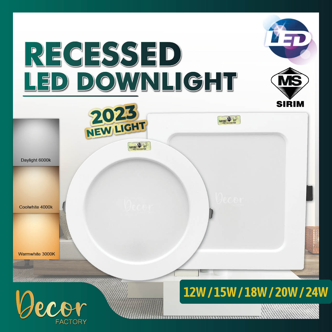 [Sirim] LED Downlight 12W 18W 20W Ultra Slim LED Recess Downlight Round ...