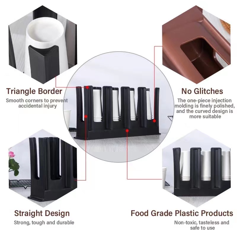 4 Compartments Plastic Cup Holder Full Size Counter Top Organizer Cup ...