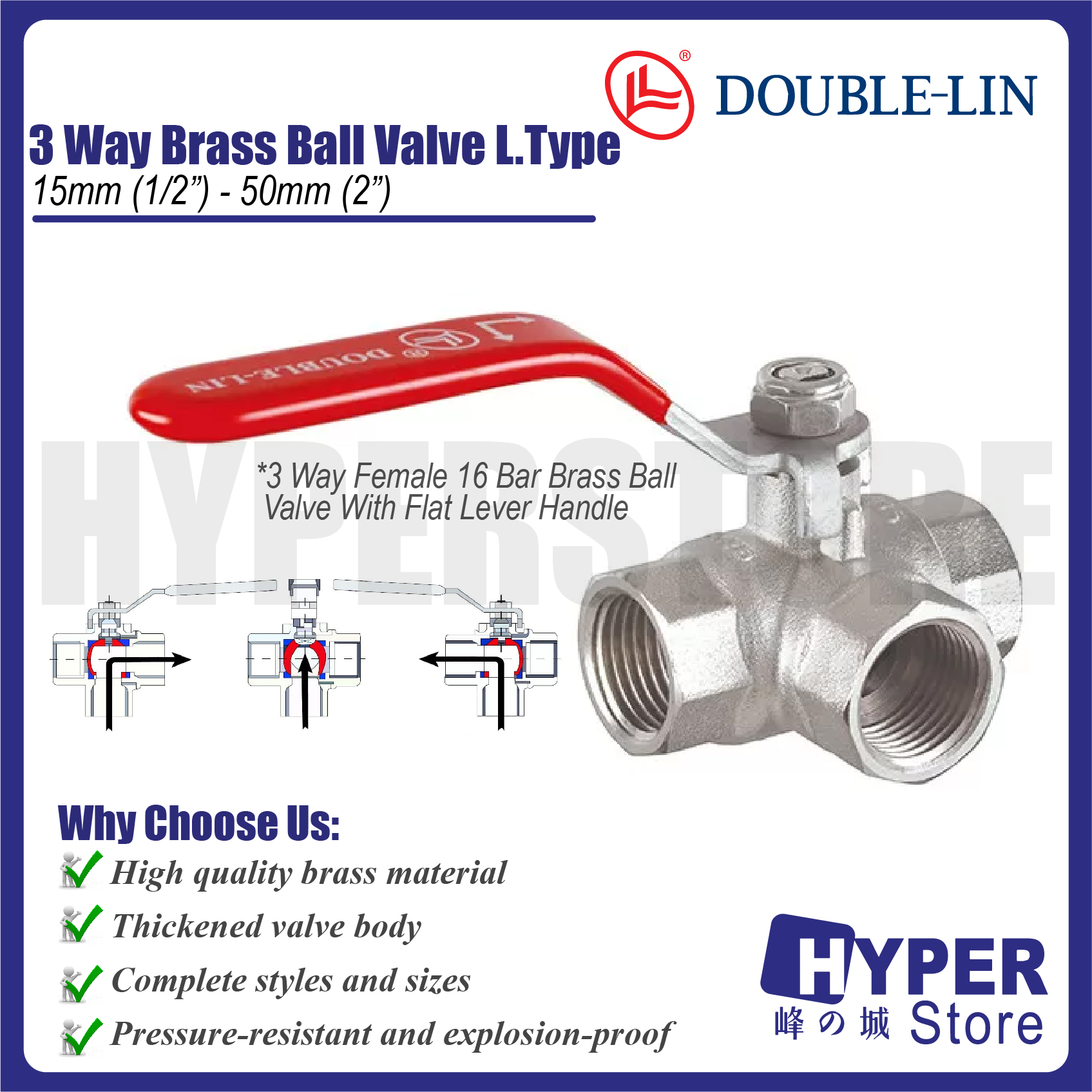 3 Way Valve Brass Ball Valve L Type - 1/2'' 3/4'' & 1'' | Shopee Malaysia