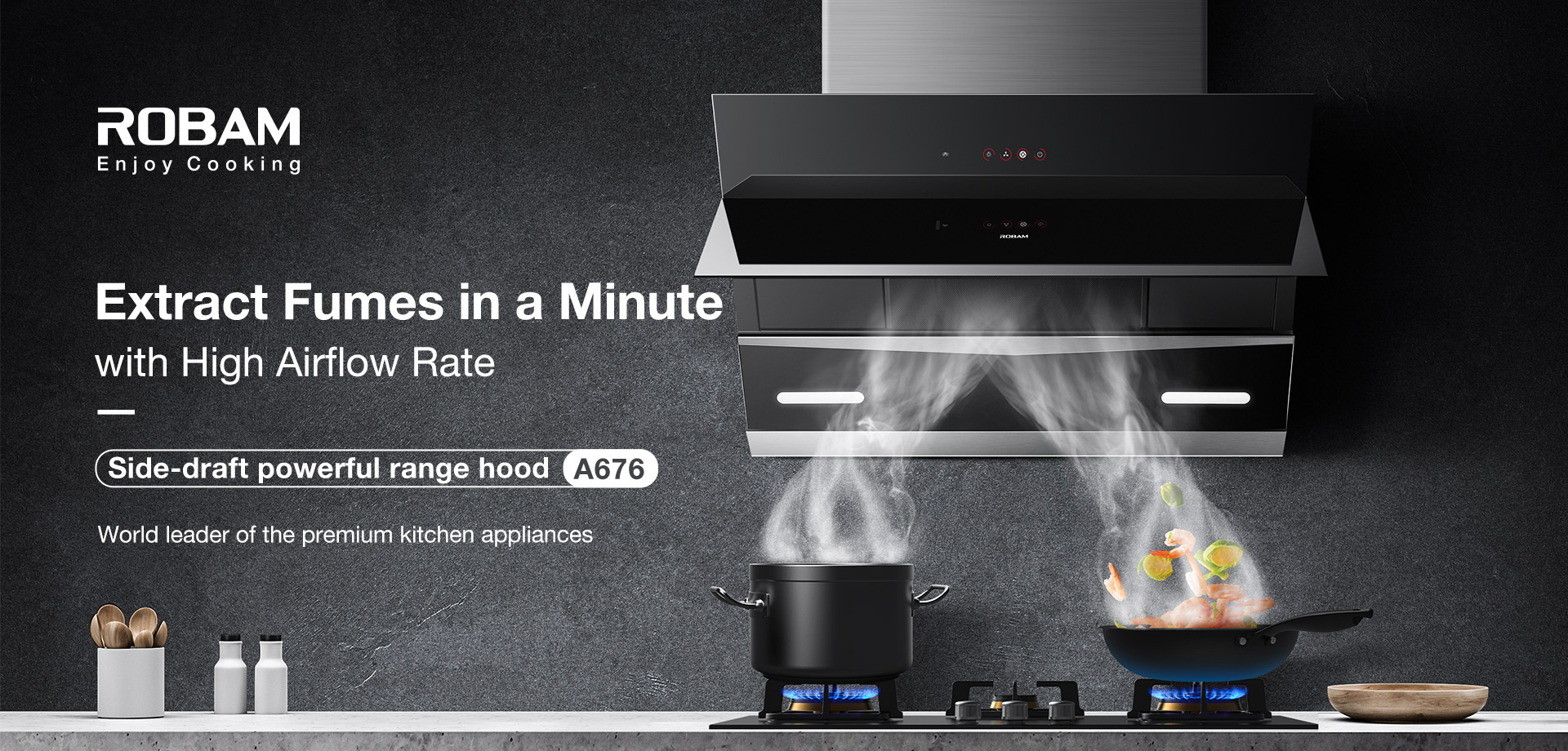 ROBAM Side-Draft Powerful Range Hood A676 | Shopee Malaysia