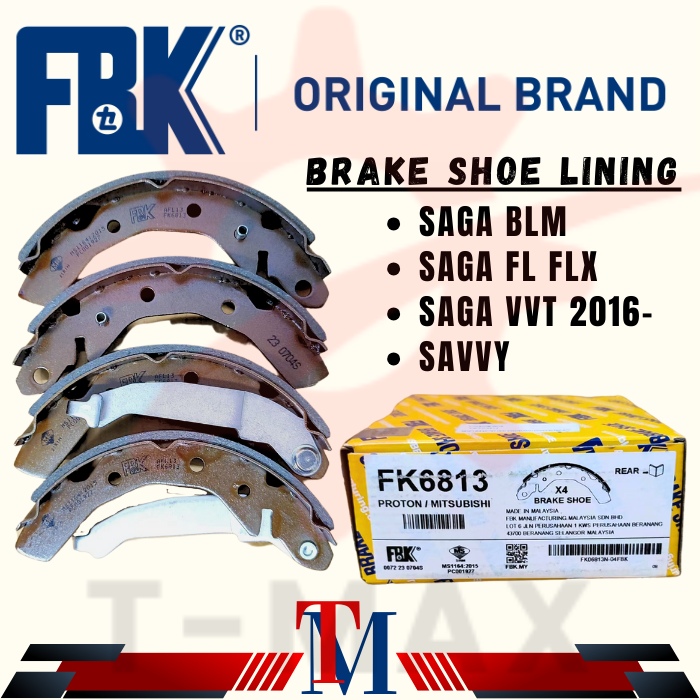 FBK Brake Shoe Rear/ Belakang - Proton Saga BLM FL FLX / New Saga VVT ...