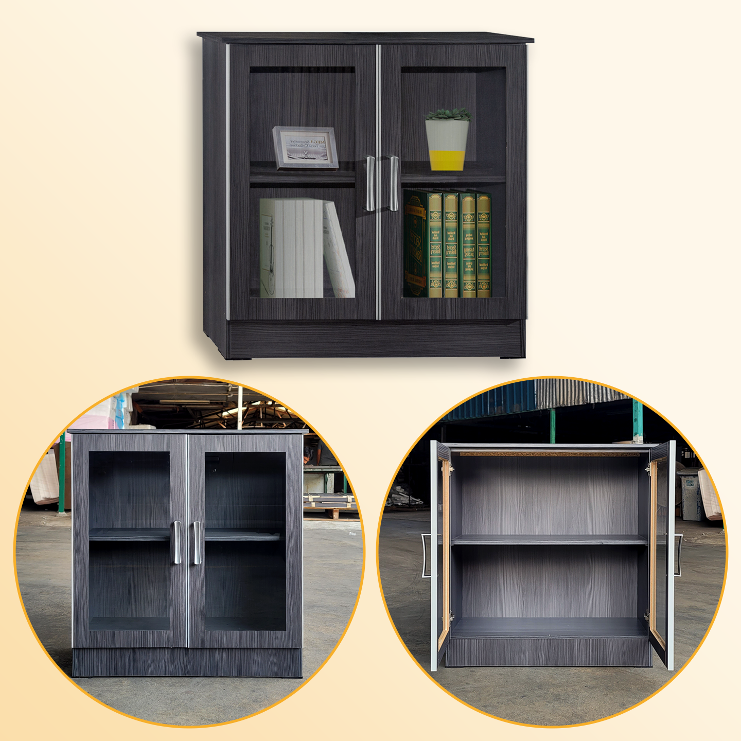HOMATRIX Display Glass Cabinet Living Room Bookcase Storage Almari Kaca ...