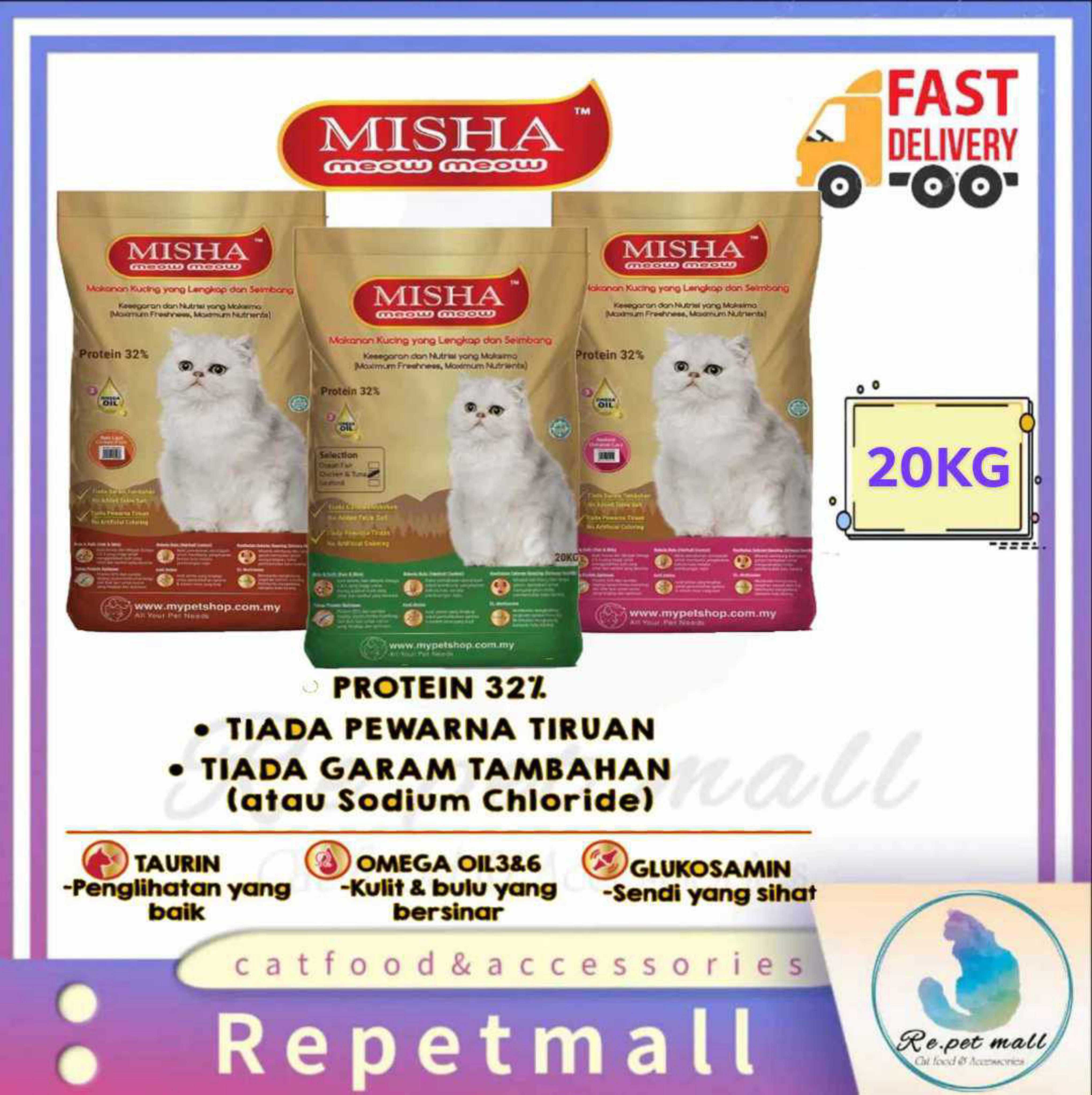 MISHA 20KG Original Pack (Chicken Tuna / Ocean Fish / Seafood )Dry Cat ...
