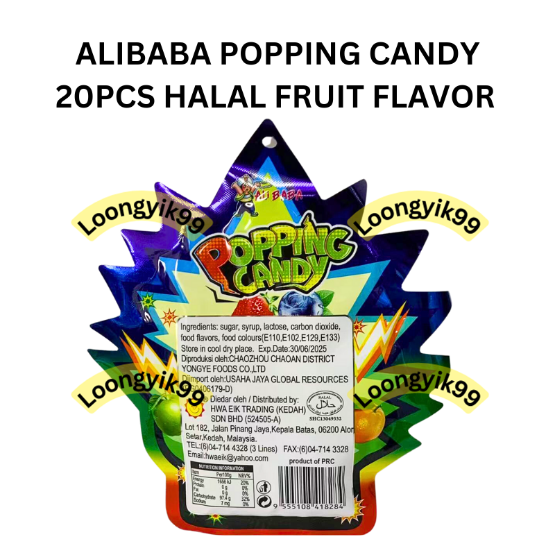 ALIBABA POPPING CANDY 20PCS HALAL FRUIT FLAVOR (KEPALA) | Shopee Malaysia