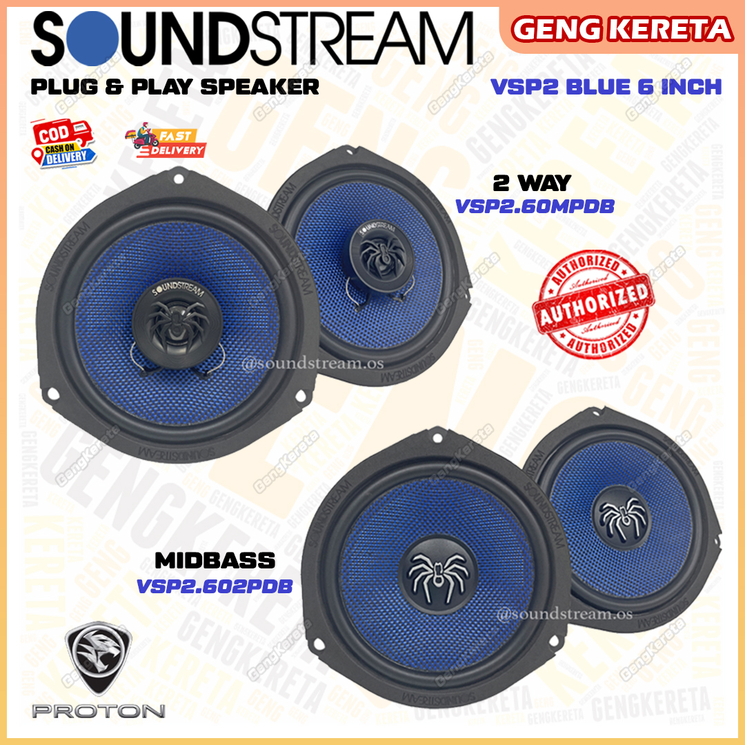 100% Original SOUNDSTREAM VSP2 Blue Series 2 Way / Mid Bass - Plug ...