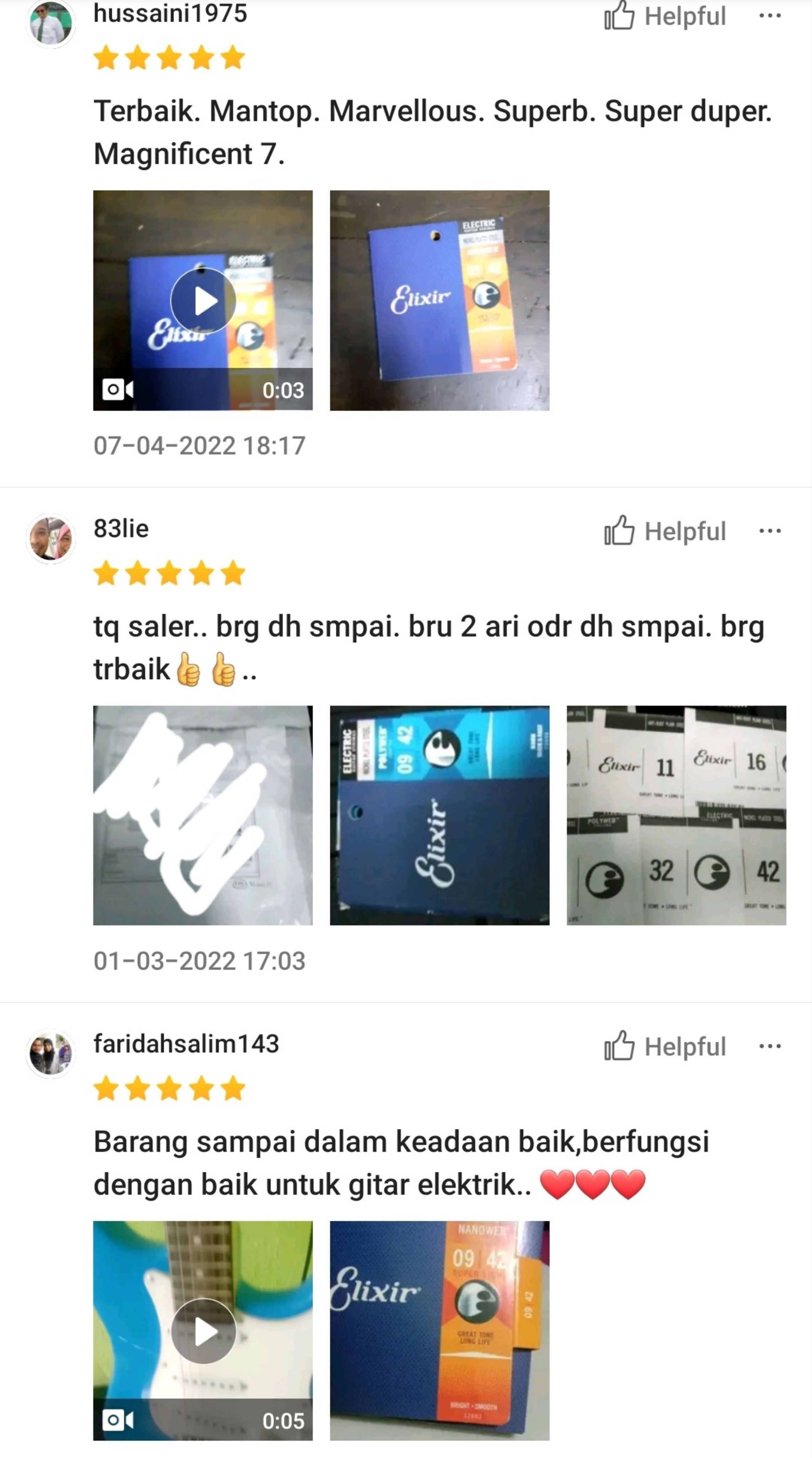 Elixir 09-42 12000 Super Light 1set Electric Guitar String Tali Gitar ...