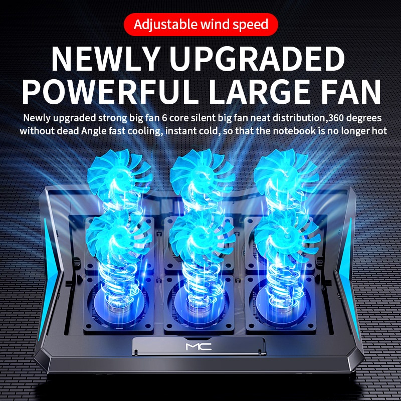 6 Fan Laptop Cooler Fan Gaming Laptop Stand Cooling Pad Laptop Stand ...