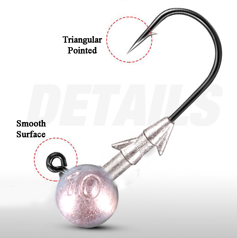 Anh JH06 6X Strong Round Jig Head Triangular Point Hook x6 SP 3.5g / 4 ...