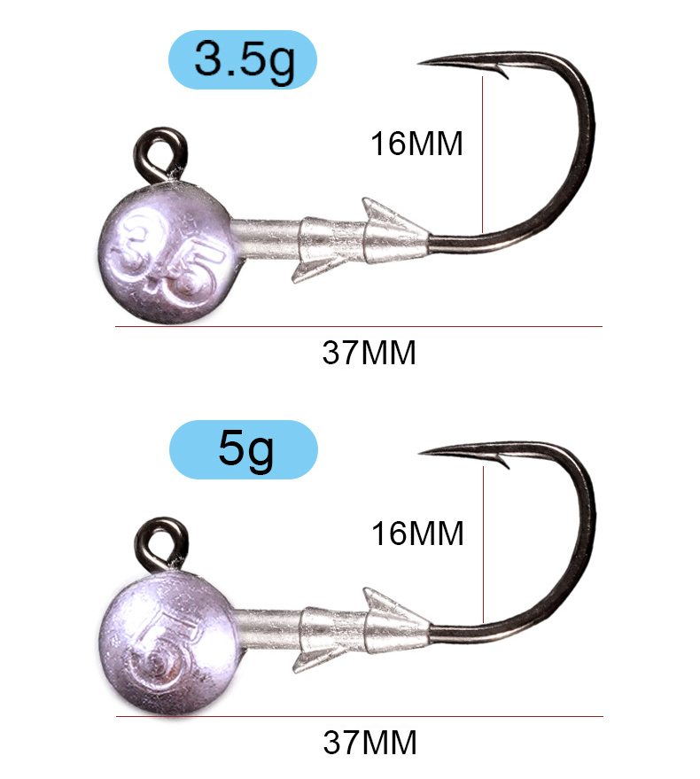 Anh JH06 6X Strong Round Jig Head Triangular Point Hook x6 SP 3.5g / 4 ...