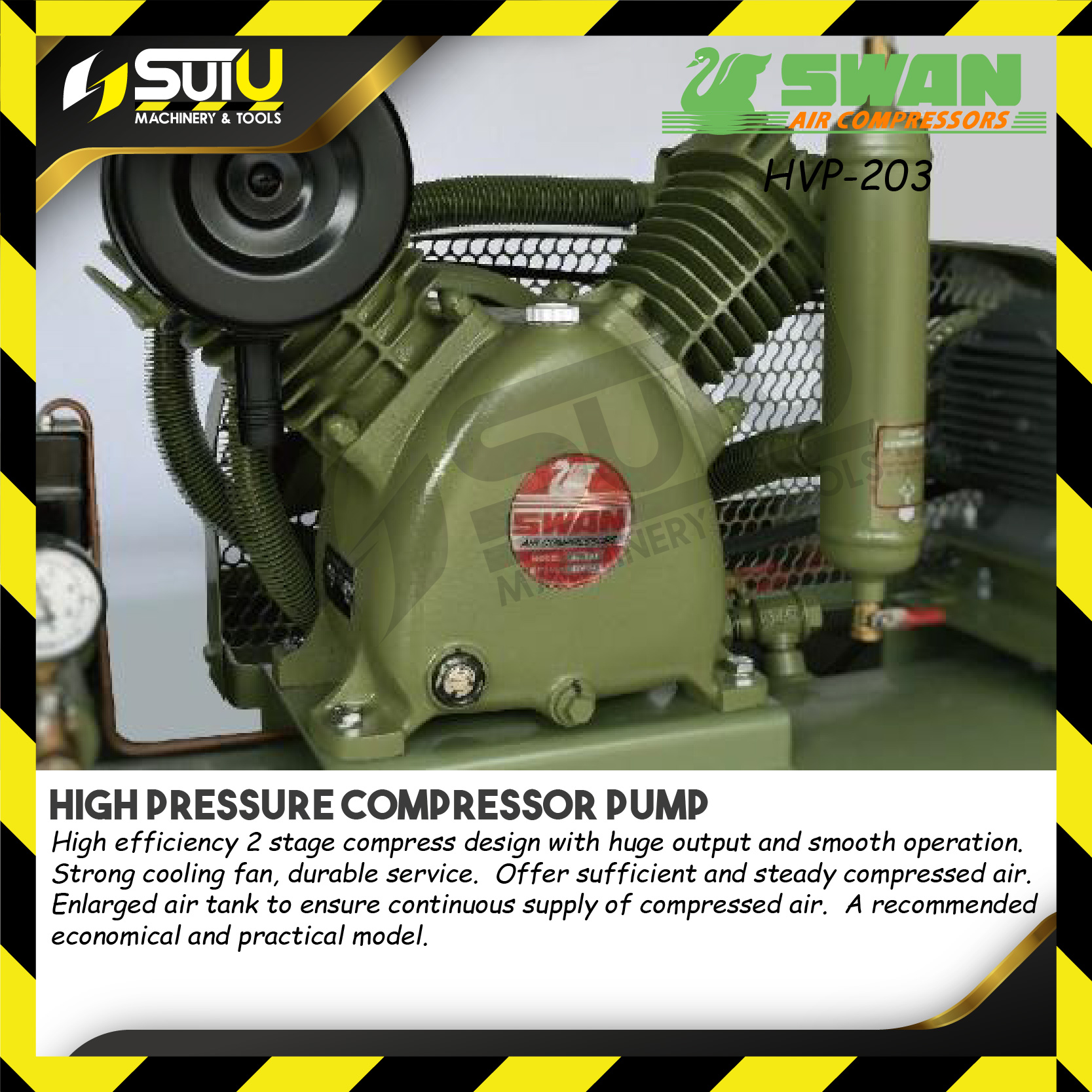 [3 PHASE] SWAN HVP203 / HVP-203 237L 12 Bar 3HP Air Compressor ...