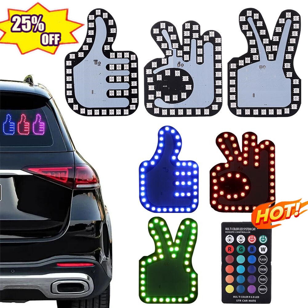 Car Led Light Middle Finger Light Funny Road Rage Signs Led Display On ...