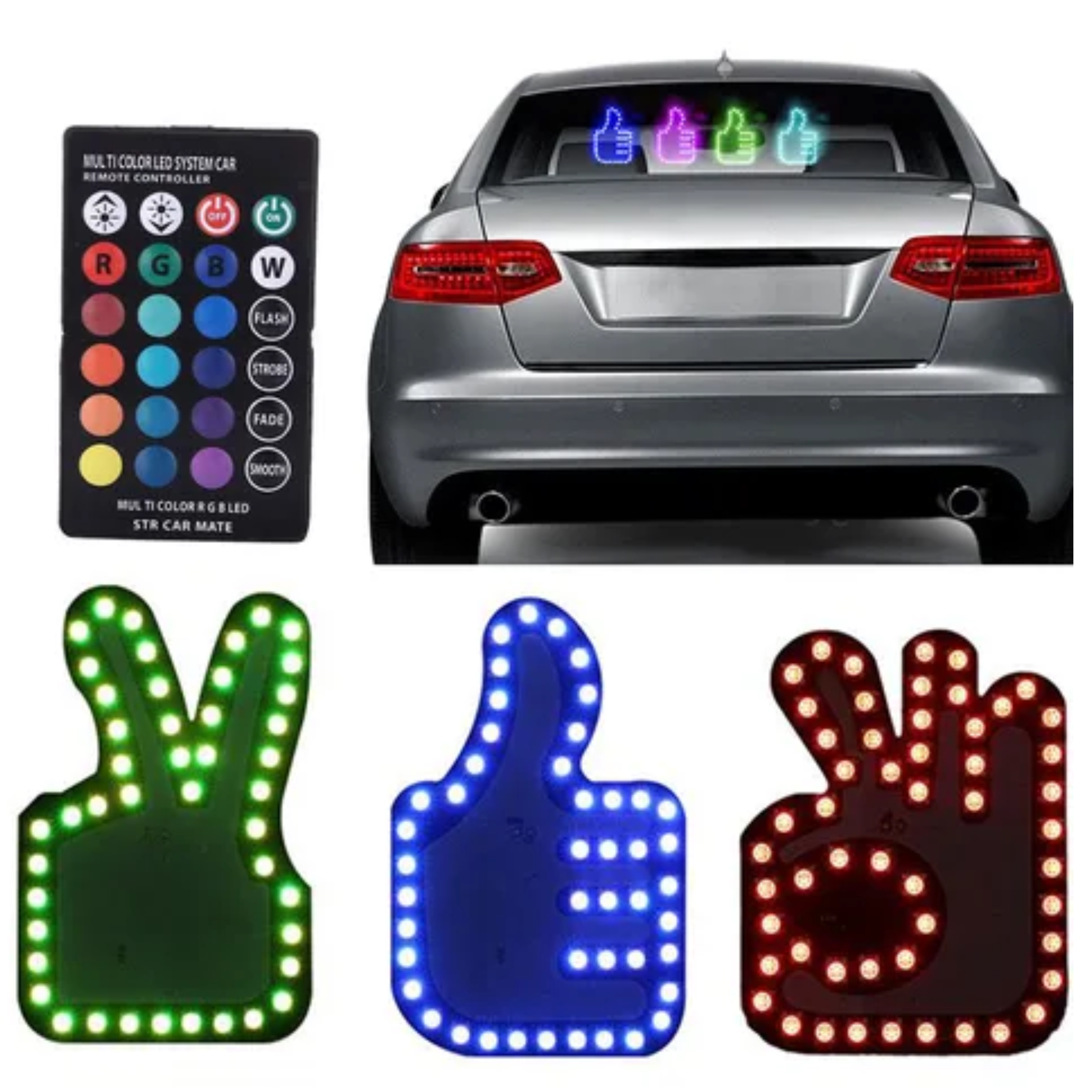 Car Led Light Middle Finger Light Funny Road Rage Signs Led Display On ...