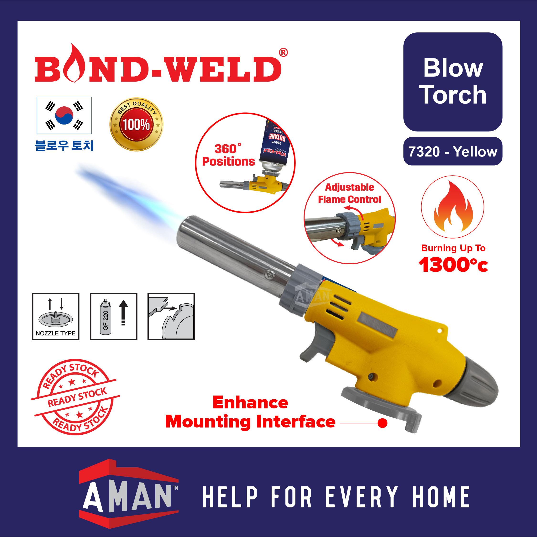 BOND WELD Blow Torch Gas Torch Gun Butane Burner Flaming Thrower ...