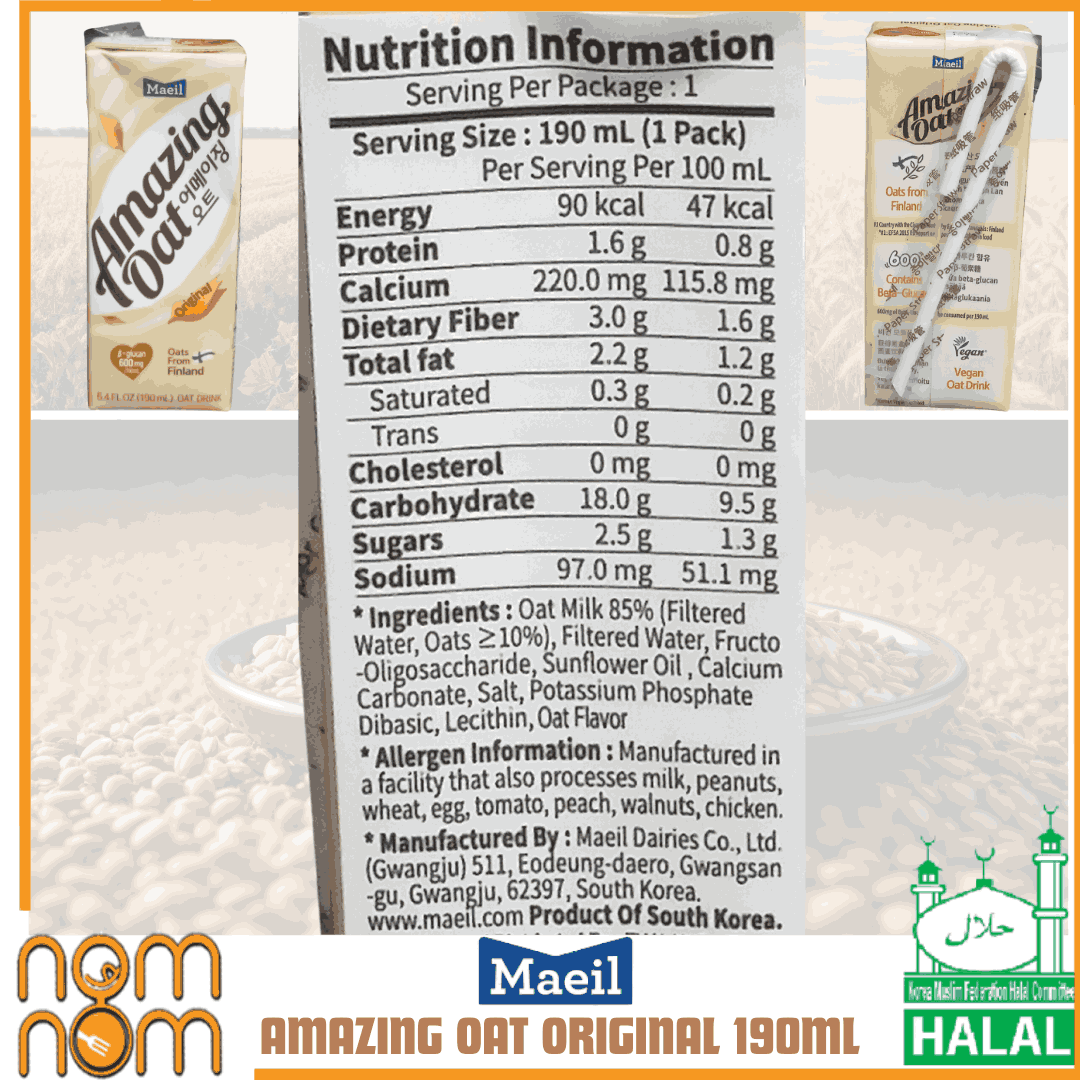 [Halal] MAEIL Korea Soy Milk Original|Chocolate & Amazing Oat Original| Dairy free drink 190ml ...