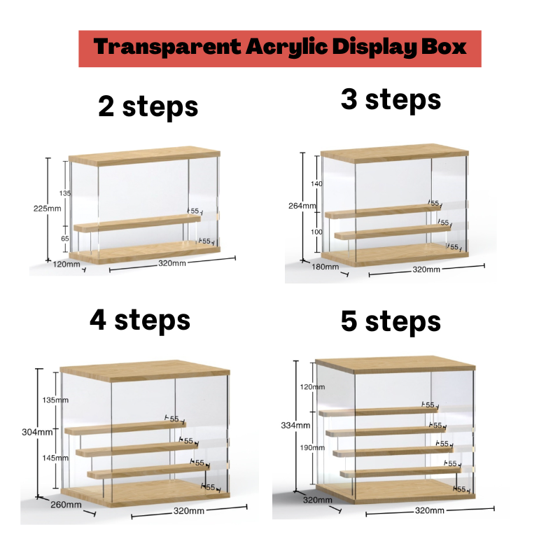 Transparent Acrylic Display Box with Wooden Top Base Dust Proof Acrylic ...