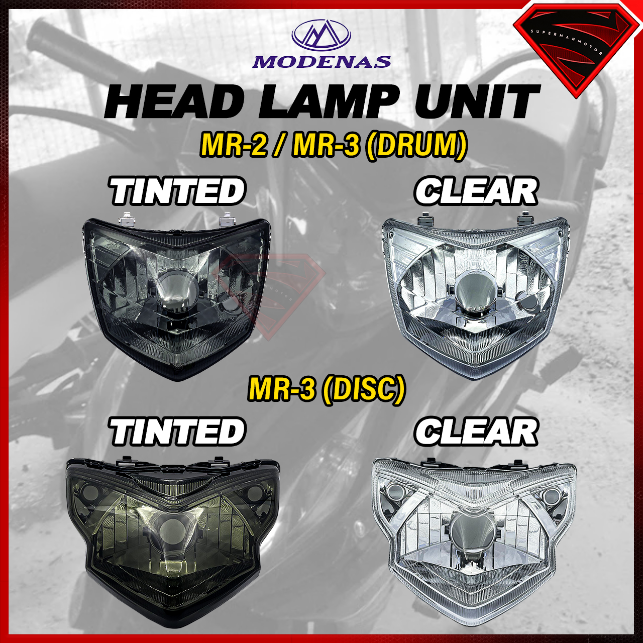HEAD LAMP MODENAS KRISS MR2 / MR3 (DRUM) (DISC) HEADLAMP HEADLIGHT HEAD ...