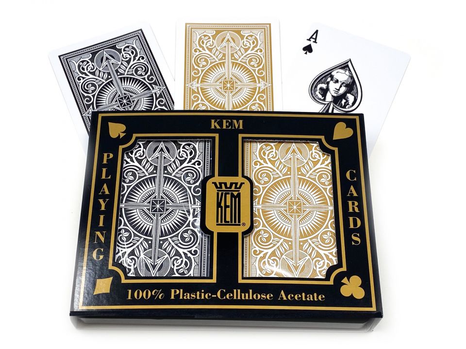 Kem arrow Black/Gold Bridge Size Regular Index, 2-Deck Set Playing ...