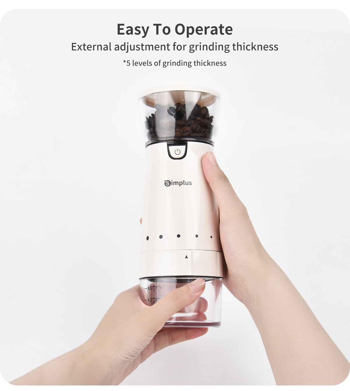 Simplus Electric Coffee Bean Grinder | 5 Tiers of Ceramic Grinding ...