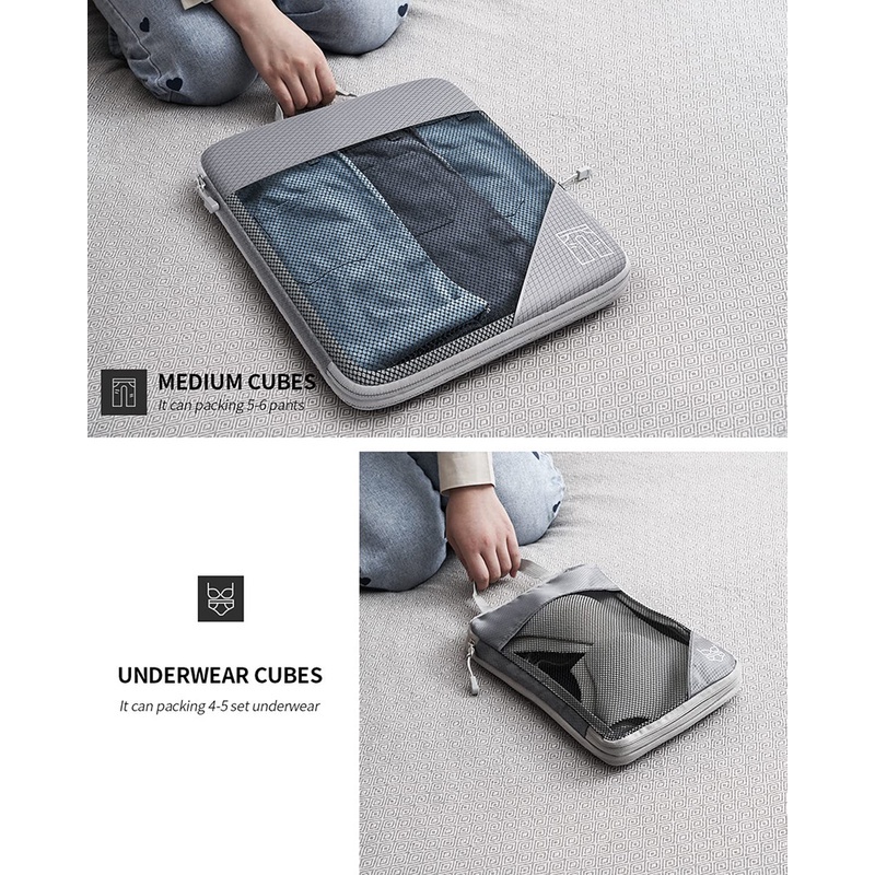 🇲🇾Ready Stock🔥 6pcs Travel Packable Bag Zipper Compression Packing ...