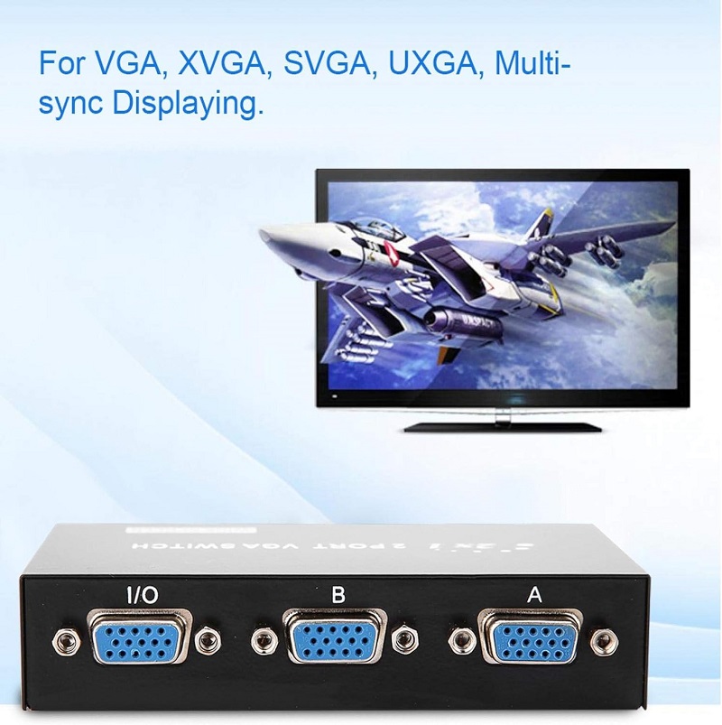 VGA Switch Box 2 Port VGA SVGA Monitor Sharing Switch Box 2 In 1 Out ...