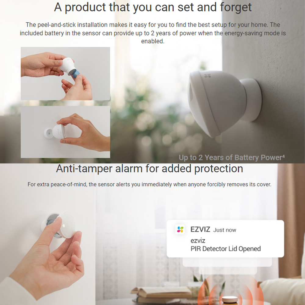 EZVIZ T1C Smart Home PIR Motion Sensor with Human Motion Detection ...