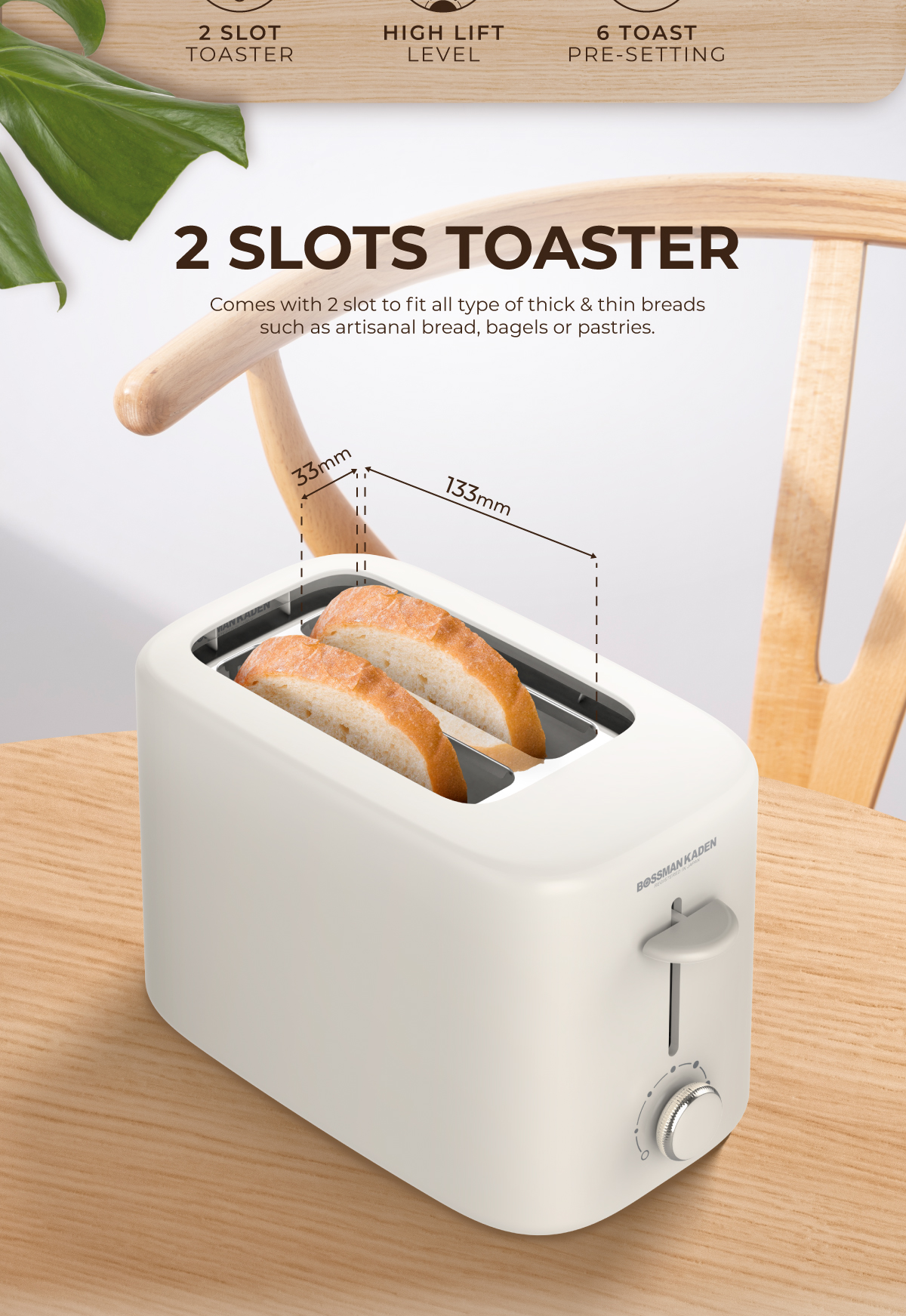 Bossman Kaden 2 Slice Bread Toaster BT1000 | Shopee Malaysia