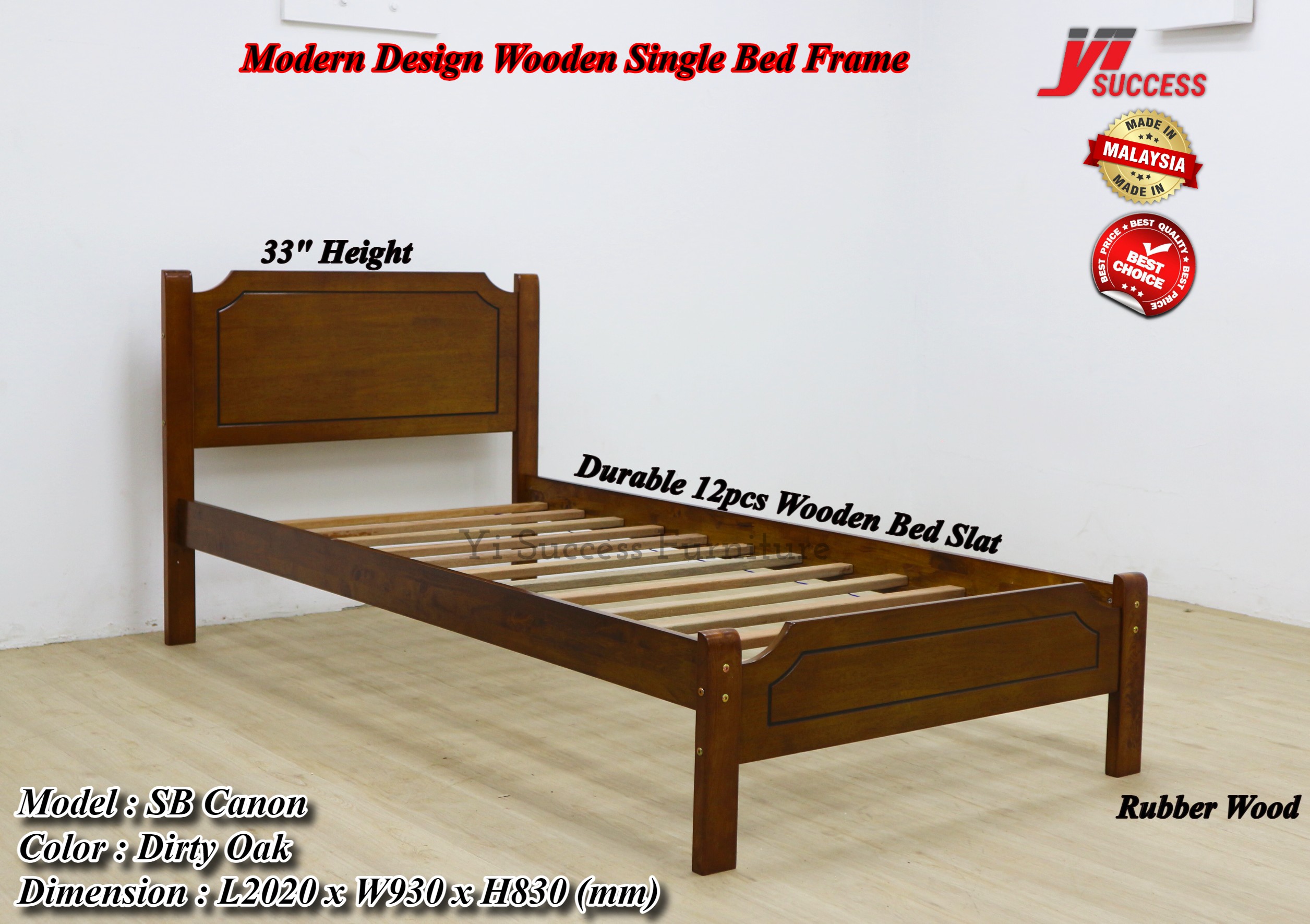 Yi Success Canon Wooden Single Bed Frame / Quality Single Bed / Katil ...