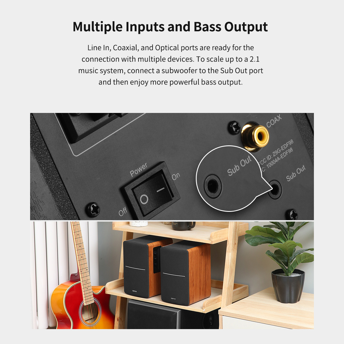 Edifier R1280DBs Bluetooth Bookshelf Speaker - Multiple Inputs | Subwoofer Out Port | 42W RMS ...